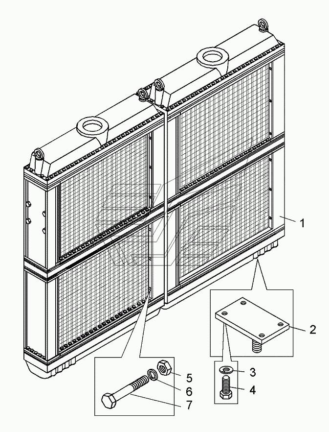 Блок радиаторов (75131-1300008-10) БелАЗ-75131 (доп. к каталогу) (Чертеж № 31: список деталей ...