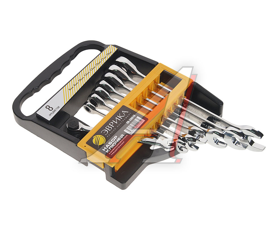 Набор ключей комбинированных 6-19мм трещоточных 8 предметов в холдере ...