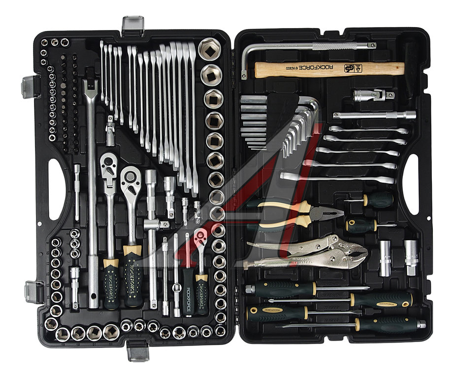 Набор инструментов 142 предмета слесарно-монтажный 1/4", 3/8", 1/2" ROCKFORCE - RF-41421-5 ...