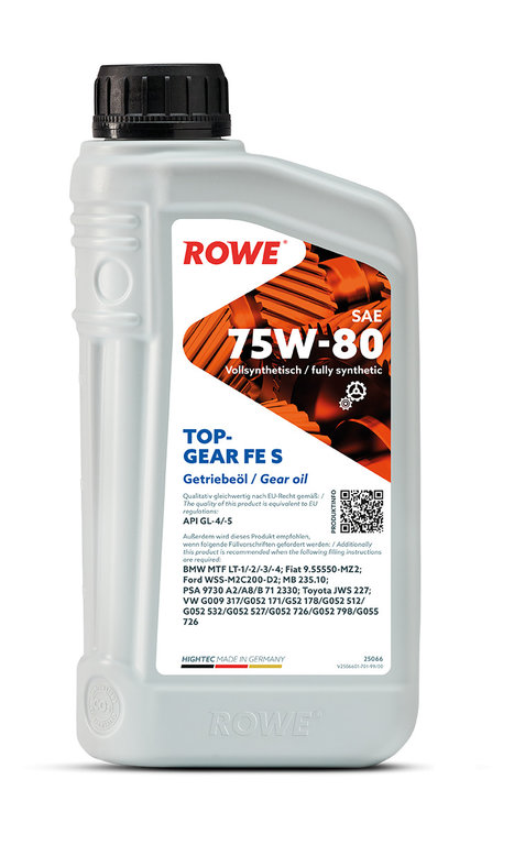 Масло трансмиссионное HIGHTEC TOPGEAR FE 75W80 S GL-4/GL-5 синт.1л ROWE ...