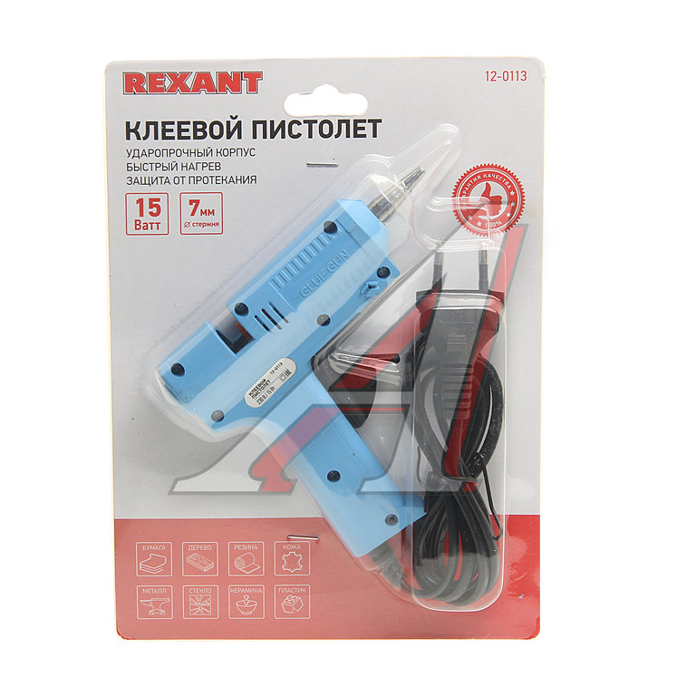 Пистолет клеевой 7мм 15Вт "ПРОФИ" в блистере REXANT - 12-0113 - купить в АвтоАльянс, низкая цена ...