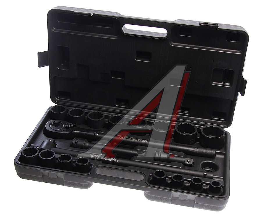 Набор головок торцевых 3/4" 12-ти гранных 17-50мм глубоких ударных 21 предмет ROCKFORCE - RF ...