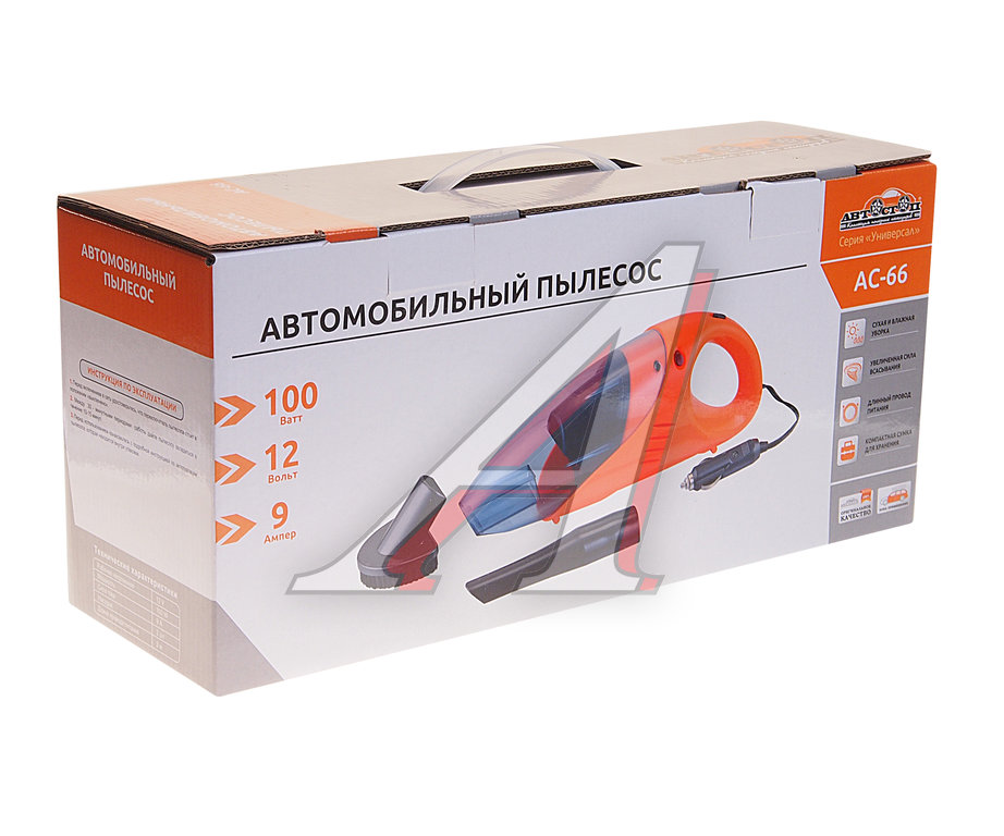 Пылесос автомобильный 12V 100W в прикуриватель (2 насадки) АВТОСТОП ...