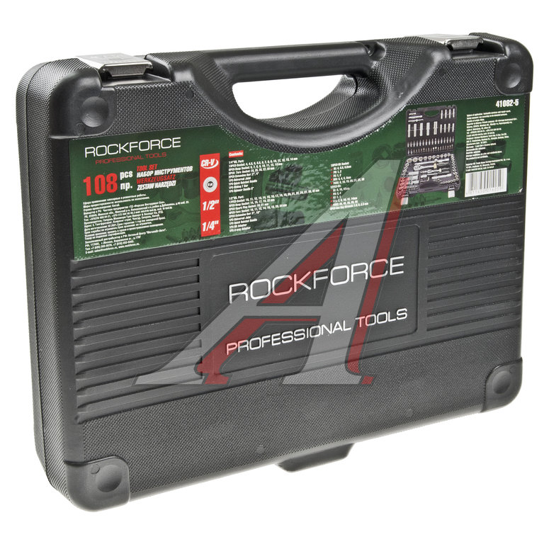 Набор головок торцевых, бит и бит-головок 1/4", 1/2" 6-ти гранных 108 предметов ROCKFORCE - RF ...