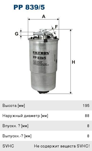 Фильтр топливный VW Polo SKODA Fabia FILTRON - PP839/5 - купить в ...
