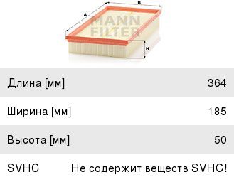 Фильтр воздушный VW Golf 4, Bora AUDI A3 SKODA Octavia MANN - C37153 ...