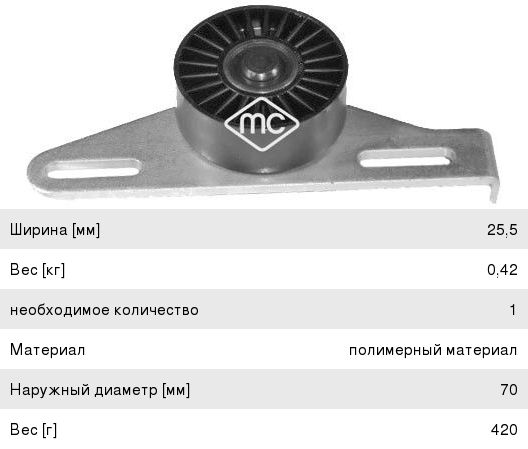 Ролик приводного ремня RENAULT Megane (99-03) натяжной METALCAUCHO ...